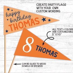 EDITABLE Birthday Pennant Flags, Name + Age Personalized Printable ...