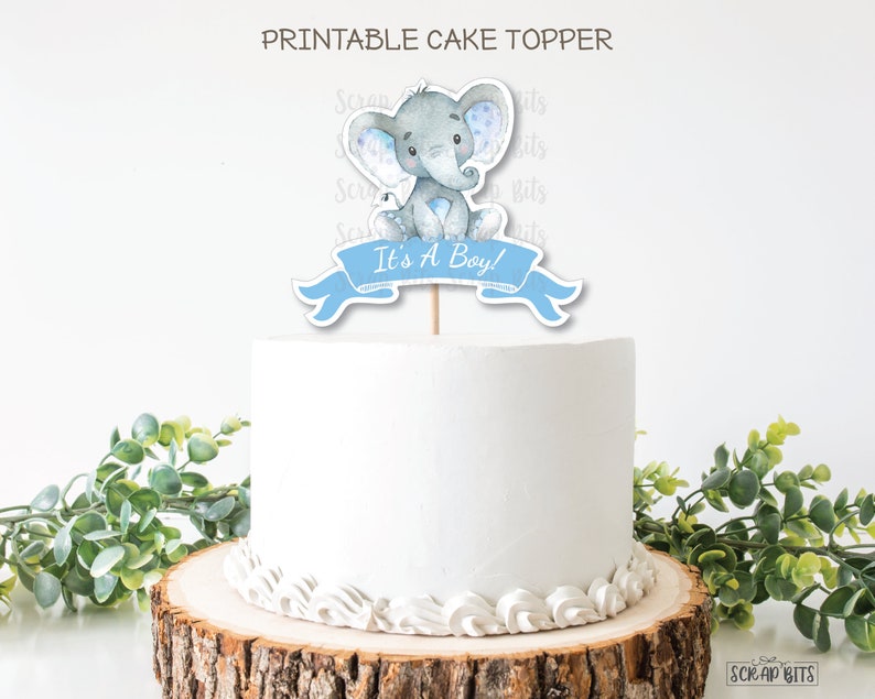 PRINTABLE Cake Topper . Watercolor Elephant Cake Topper | Etsy