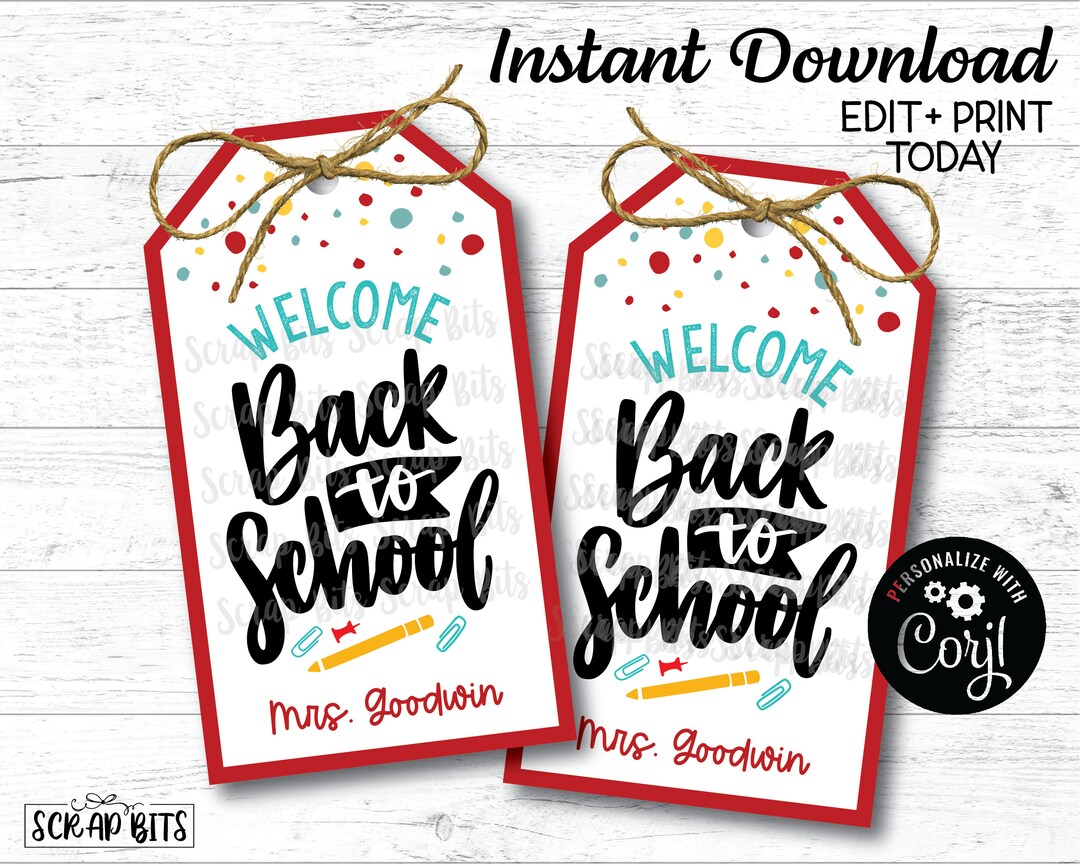 EDITABLE Back to School Tags Printable Back to School Tags - Etsy