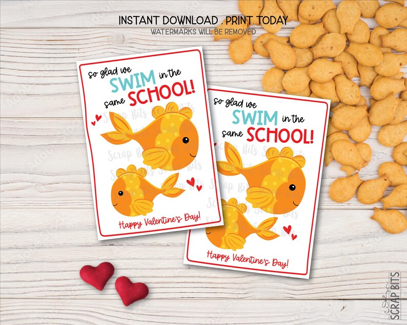 Printable Goldfish Valentine Exchange Cards, so Glad We Swim in the ...