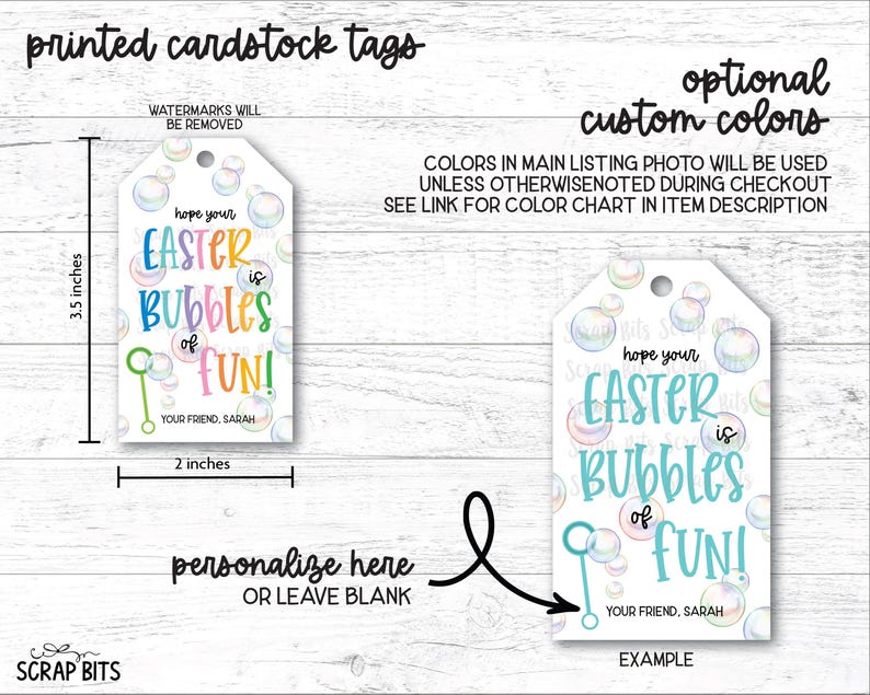 PRINTED Easter Gift Tags, Hope You Easter is Bubbles of Fun ...
