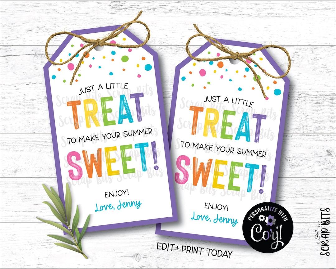 EDITABLE Summer Sweet Treat Tags, Last Day of School, Printable Tags ...
