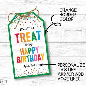 EDITABLE Birthday Gift Tags, A Little Treat to Say Happy Birthday Tags ...