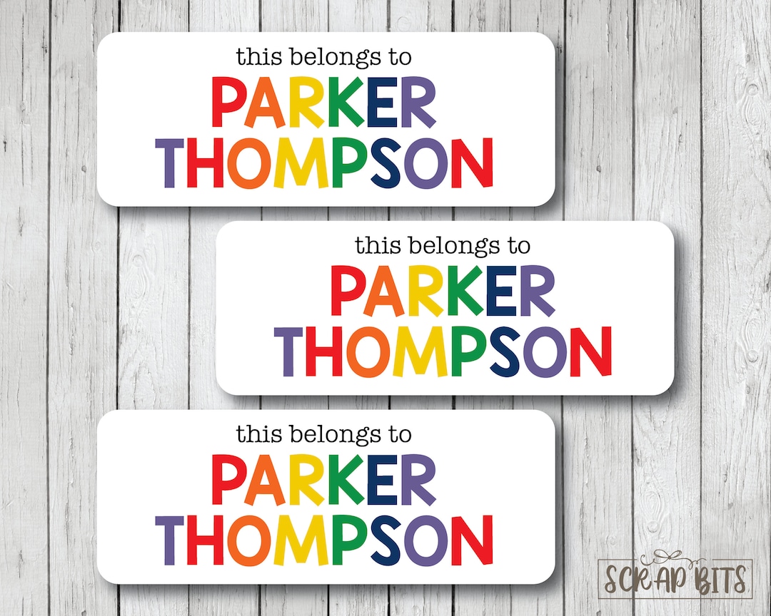 Personalized Name Labels, Tri-color Primary Belonging Labels for School ...
