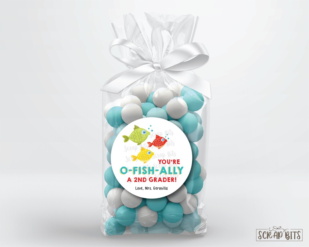 O-fish-ally Back to School Stickers & Bags, 1st Day Teacher Treat Bags ...