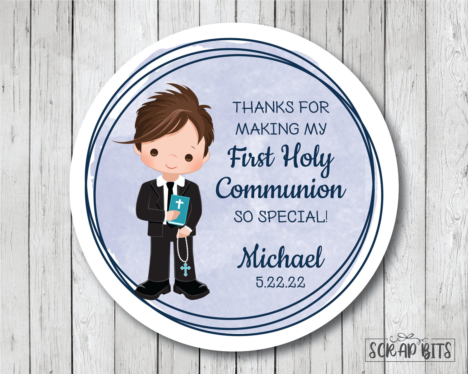 First Communion Stickers . Communion Boy . Personalized Favor - Etsy