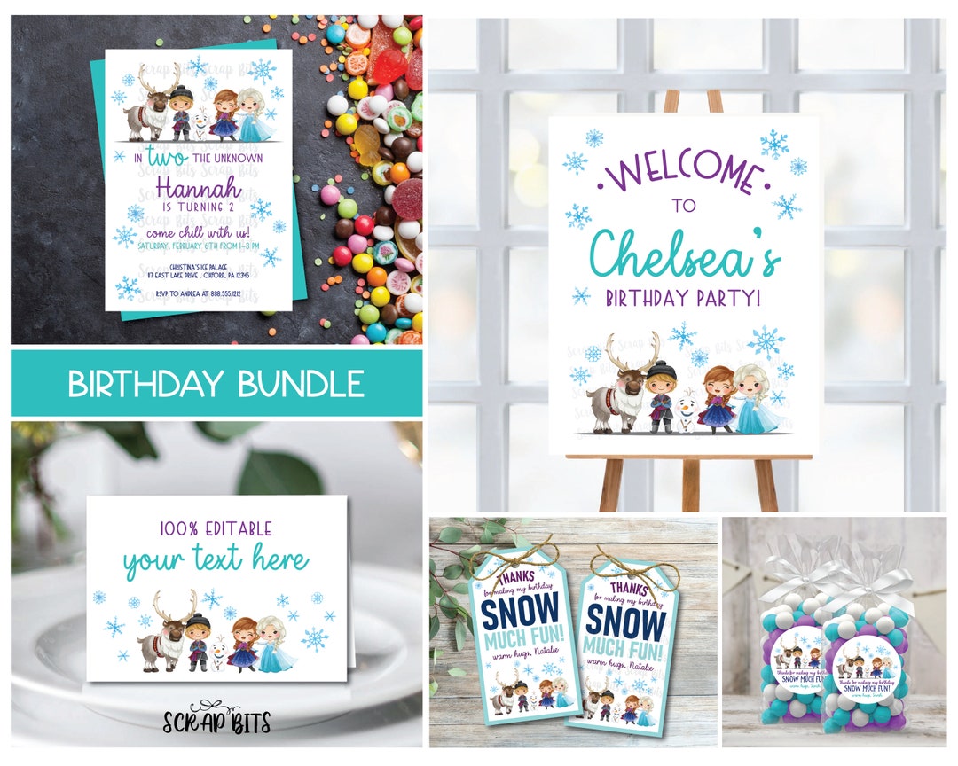 EDITABLE Frozen Birthday Bundle, in TWO the Unknown, Printable Party ...