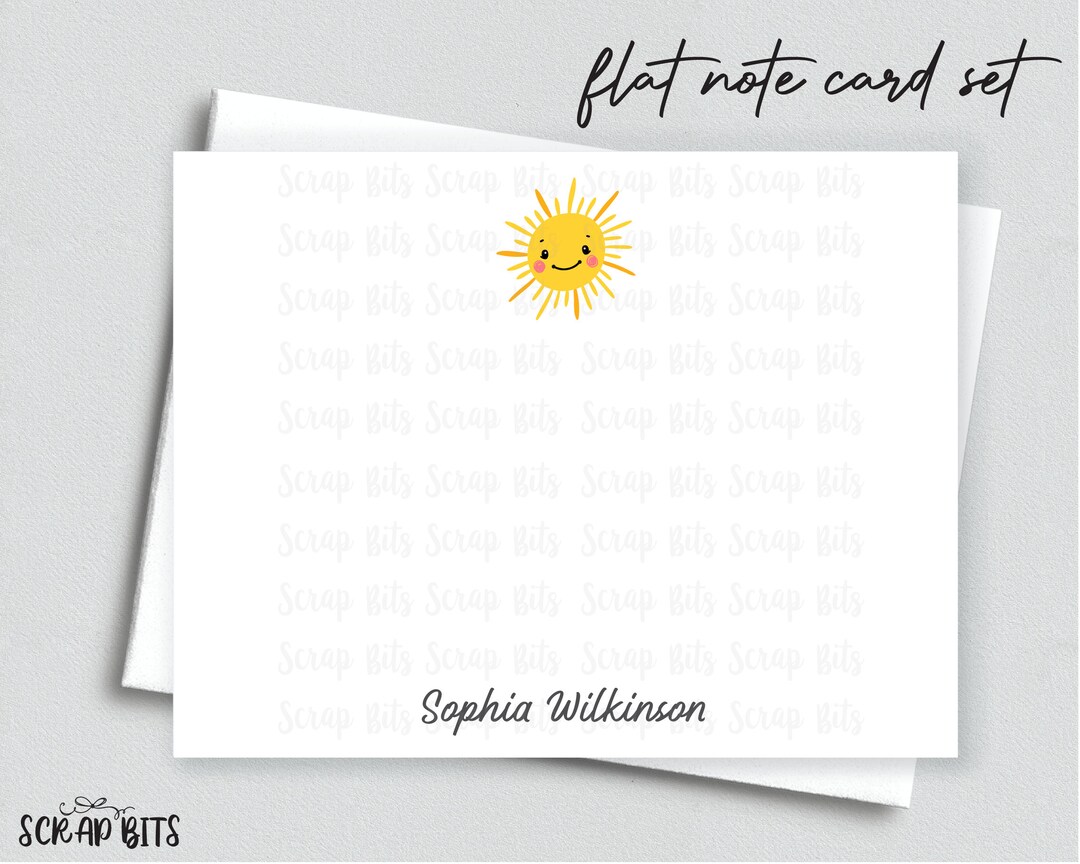 Sunshine Note Cards Flat Note Card Set Personalized Smiling - Etsy