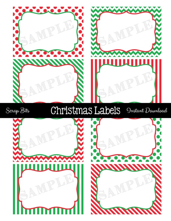 Printable Christmas Food Labels Printable Christmas Tags | Etsy
