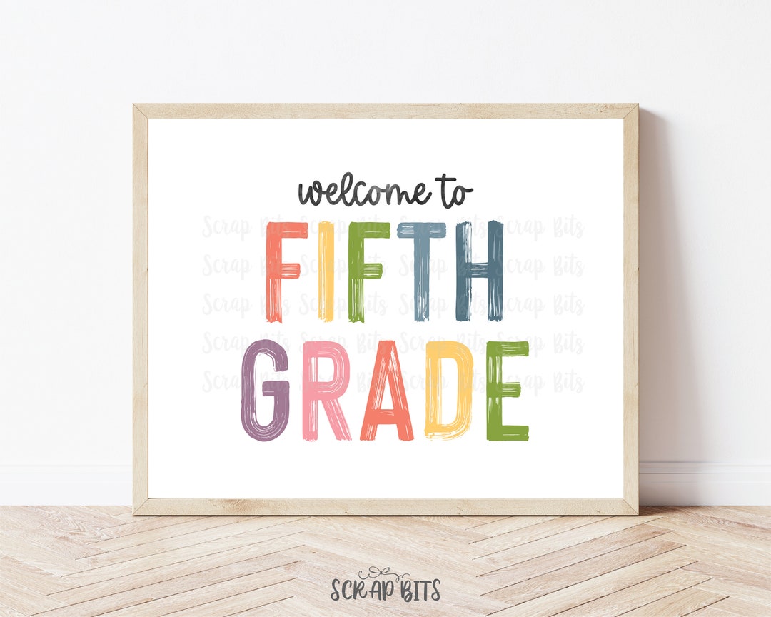 Welcome to Fifth Grade Sign, Pastel Rainbow Classroom Sign, 5th Grade ...