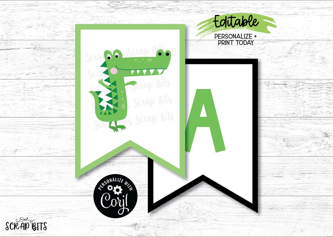 EDITABLE Alligator Banner, Printable Alligator Party Banner, Party ...