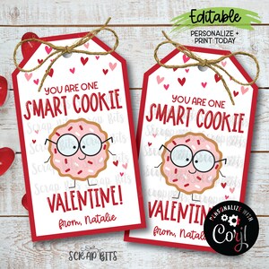 EDITABLE Valentine's Day Tags, You Are A Smart Cookie Tags, Smart ...