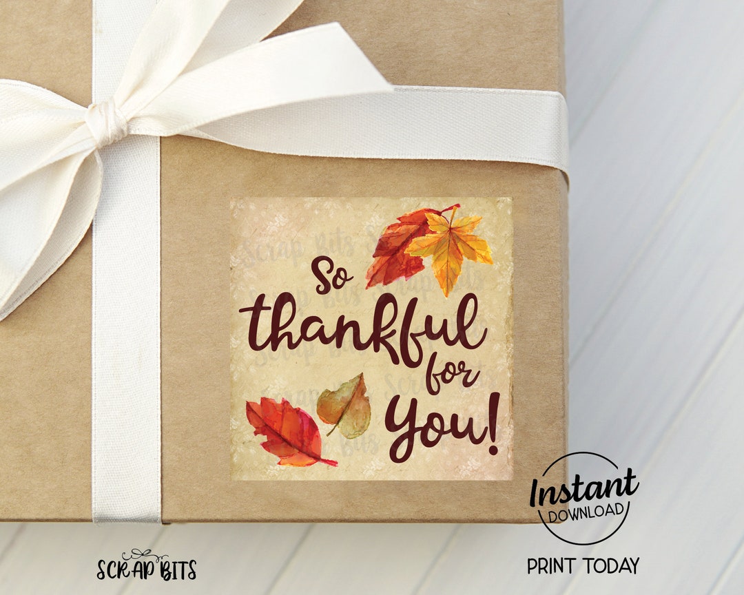 So Thankful for You Tags, Printable Thankful Tags, Autumn Leaves ...