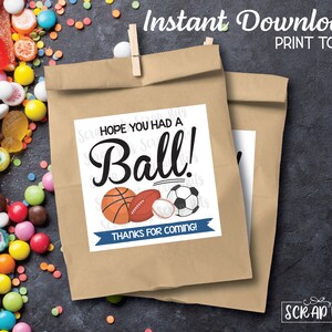 Hope You Had A Ball Tags, Printable Sports Balls Tags, Sports Birthday ...
