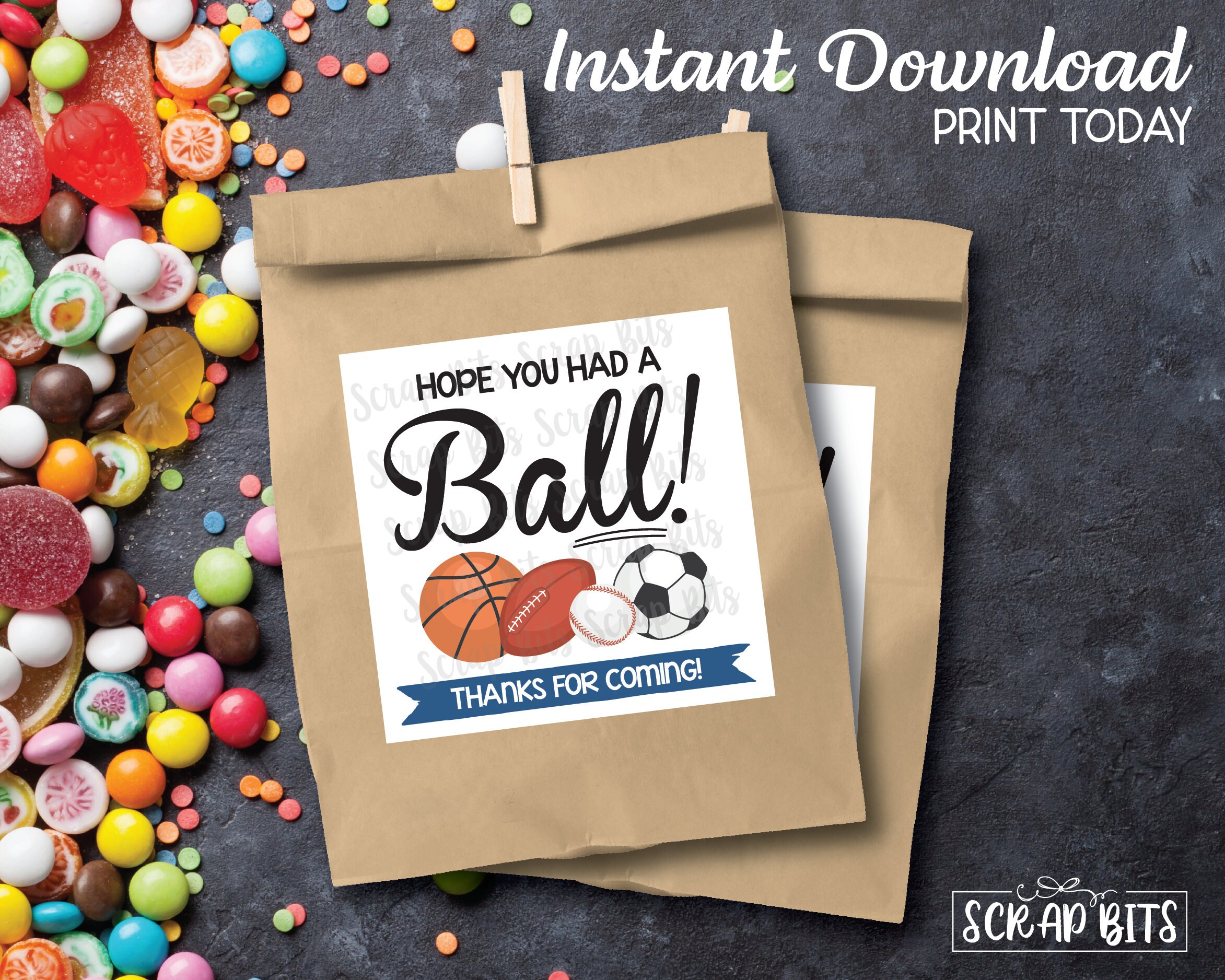 Printable Sports Birthday Tags, Hope You Had A Ball, Cursive Flag ...