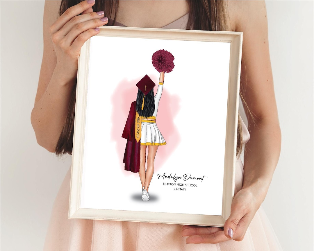 Cheerleader Graduation Portrait Print, Custom Graduation Gift for ...