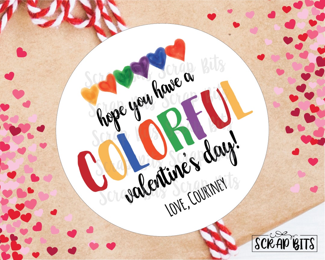 Hope You Have a Colorful Valentine's Day, Crayon Valentine Stickers ...