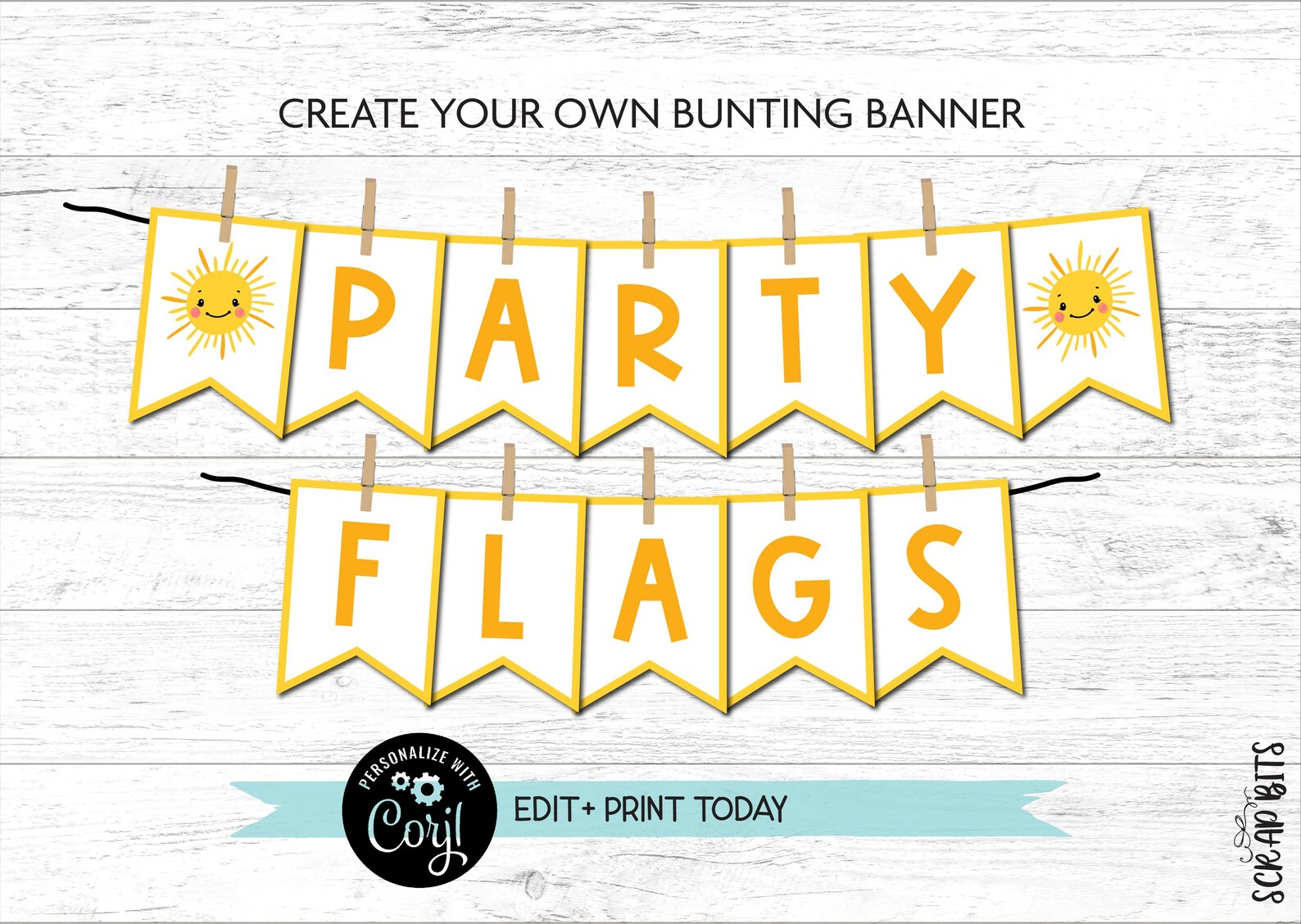 EDITABLE Sunshine Party Banner, Smiling Sun, Make Your Own Bunting ...
