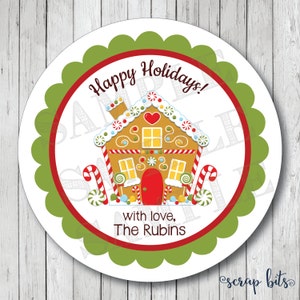 Christmas Stickers . Gingerbread House . Personalized Gift Labels or ...