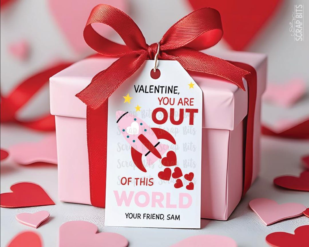 PRINTED Space Rocket Valentines, You Are Out of This World Pink ...