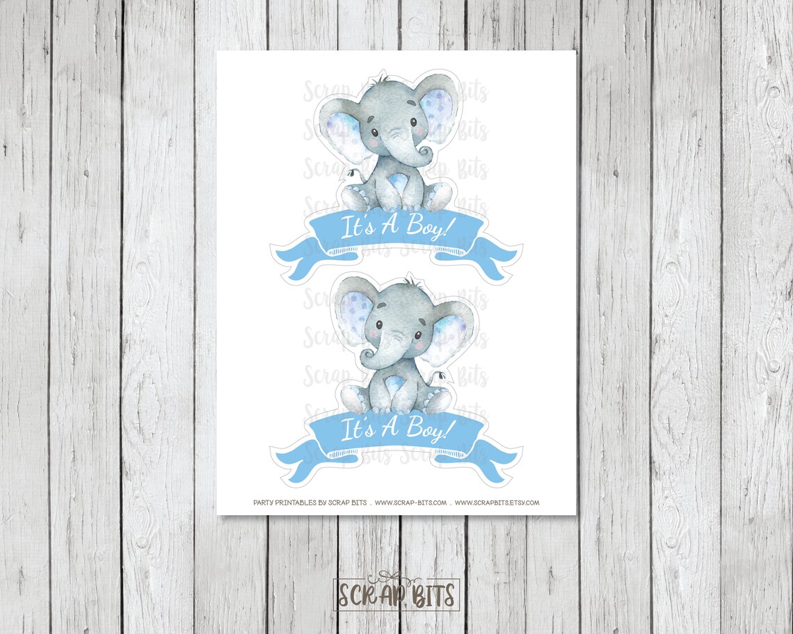PRINTABLE Cake Topper . Watercolor Elephant Cake Topper | Etsy