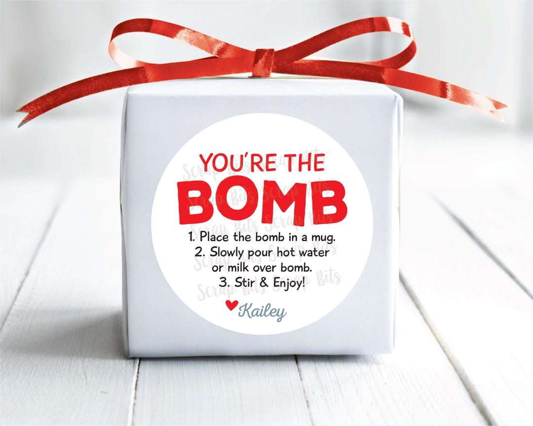 Bath Bomb or Hot Cocoa Valentines, You're the Bomb, Personalized Gift ...