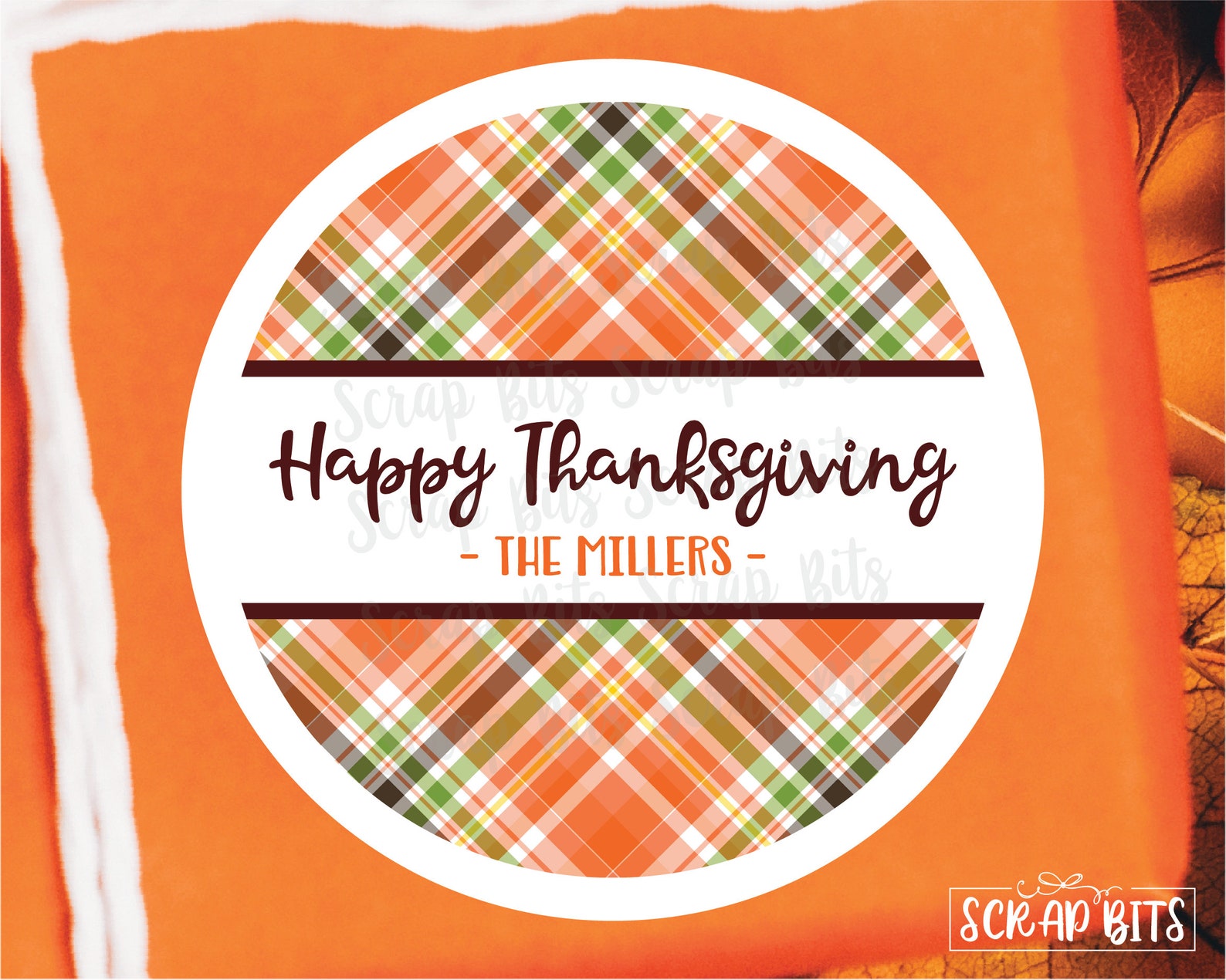 Plaid Thanksgiving Stickers . Personalized Thanksgiving - Etsy