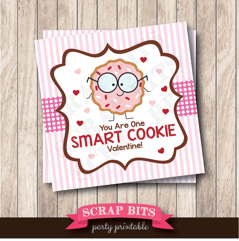 Valentine Smart Cookie Tags Valentine Cookie . Printable | Etsy