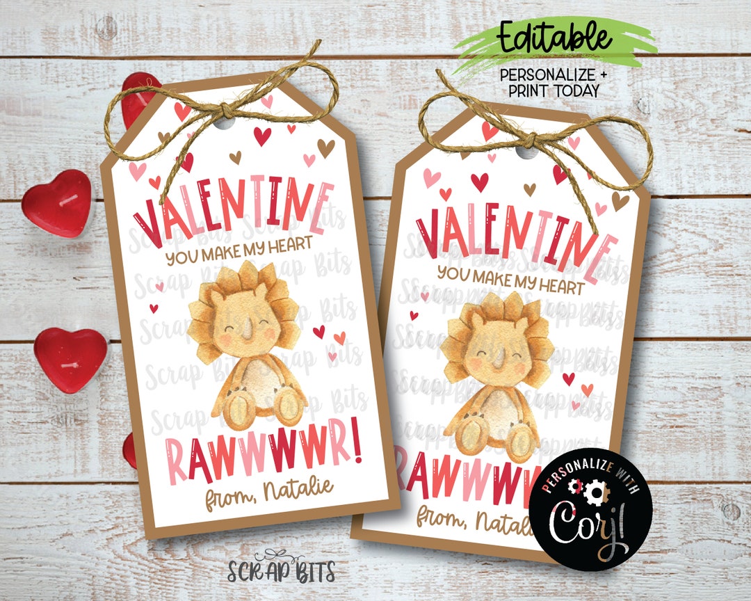 EDITABLE Valentine's Day Tags, Printable Valentine Lion Tags, You Make ...
