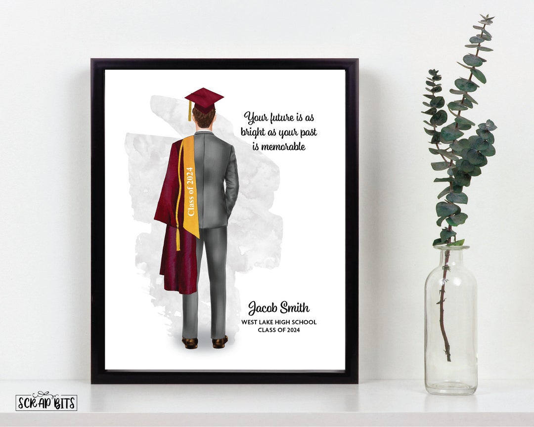 Male Graduation Portrait Print, Formal Suit, Custom Gift for High ...
