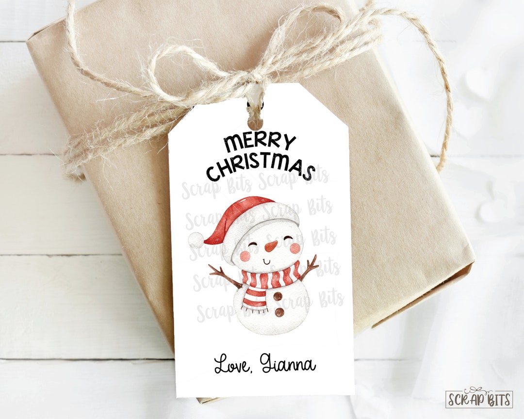 Snowman Christmas Gift Tags, Watercolor Snowman, Personalized Gift ...