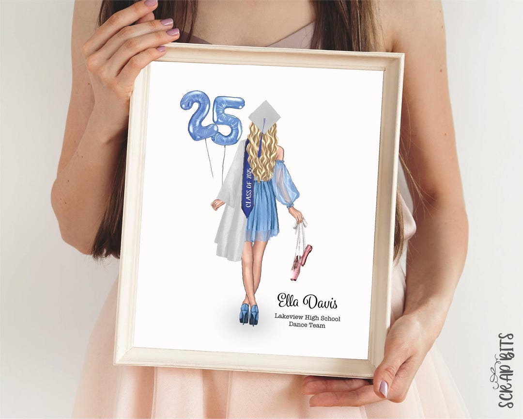 Ballet Dancer Graduation Portrait Print (dress), Custom Gift for Sister ...