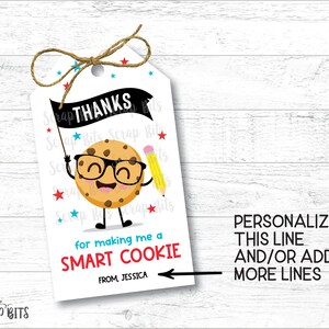 Printable Smart Cookie Tags, Thanks for Making Me A Smart Cookie ...
