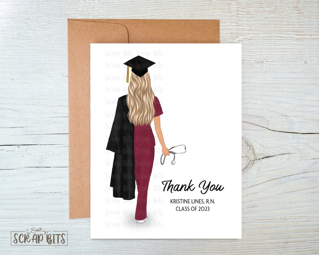 Nurse Graduation Portrait Card, Personalized Female Graduate ...