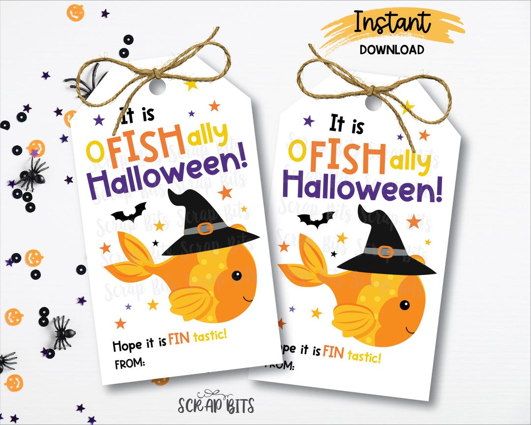 Halloween Goldfish Tags, It's O Fish Ally Halloween Tags, Printable ...
