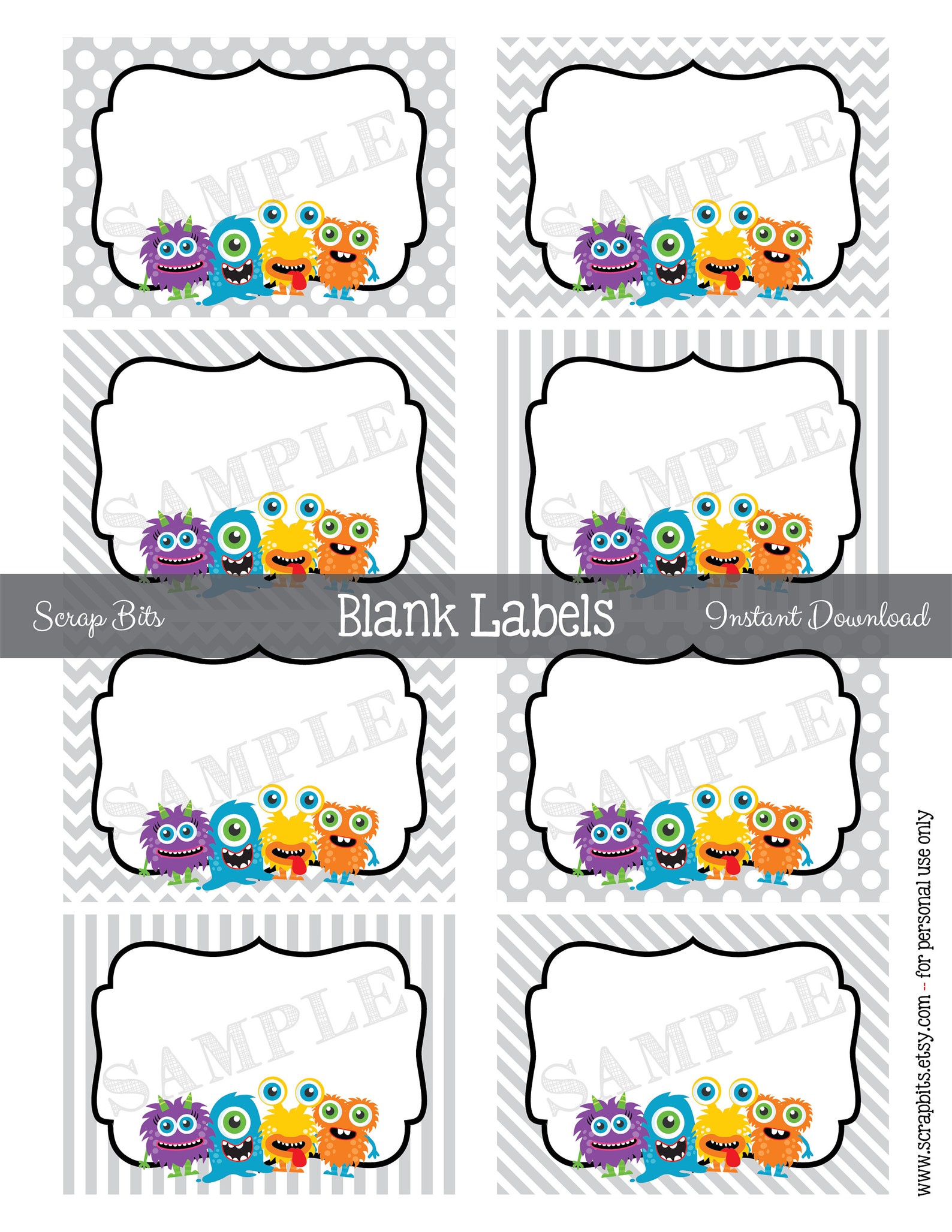 Printable Little Monsters Labels Blank Monster Favor Tags - Etsy