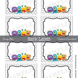 Printable Little Monsters Labels Blank Monster Favor Tags - Etsy
