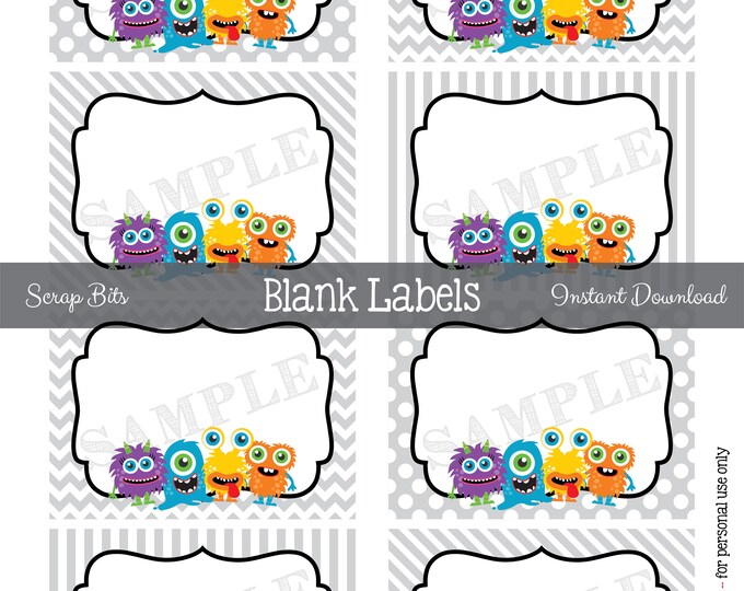 Printable Little Monsters Labels Blank Monster Favor Tags - Etsy