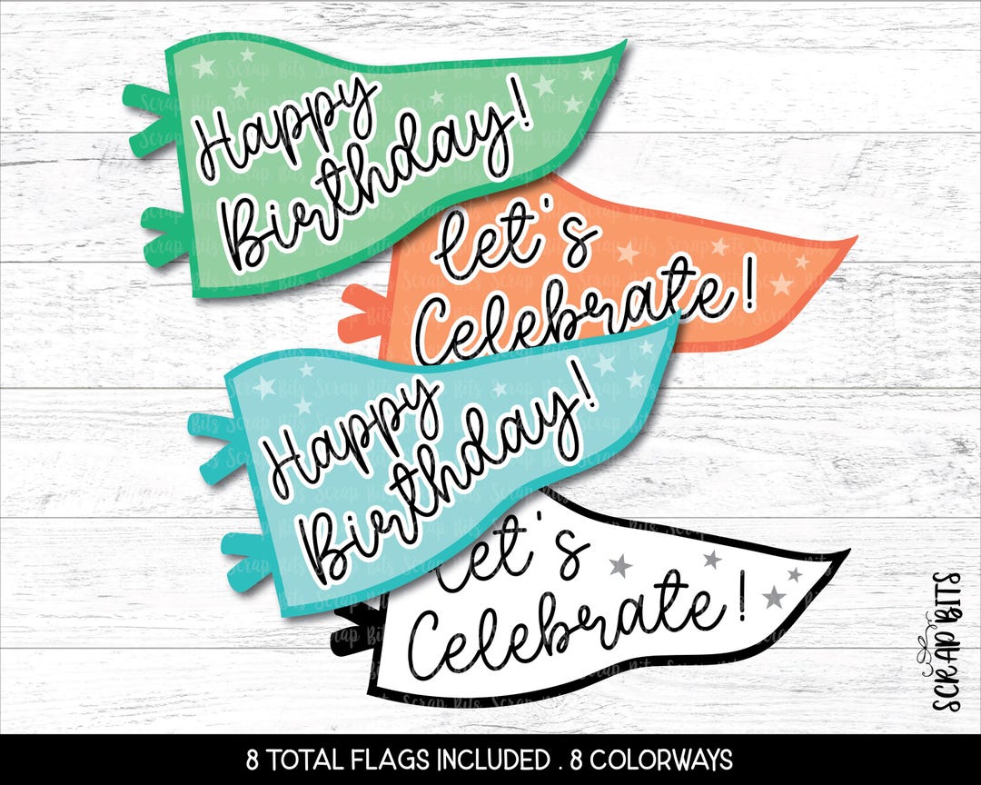 Happy Birthday Printable Pennant Flags, Let's Celebrate Bundle of 8 ...