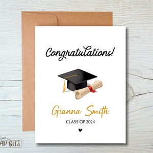 Personalized Graduation Card, Cap & Diploma, Congratulations Casual ...