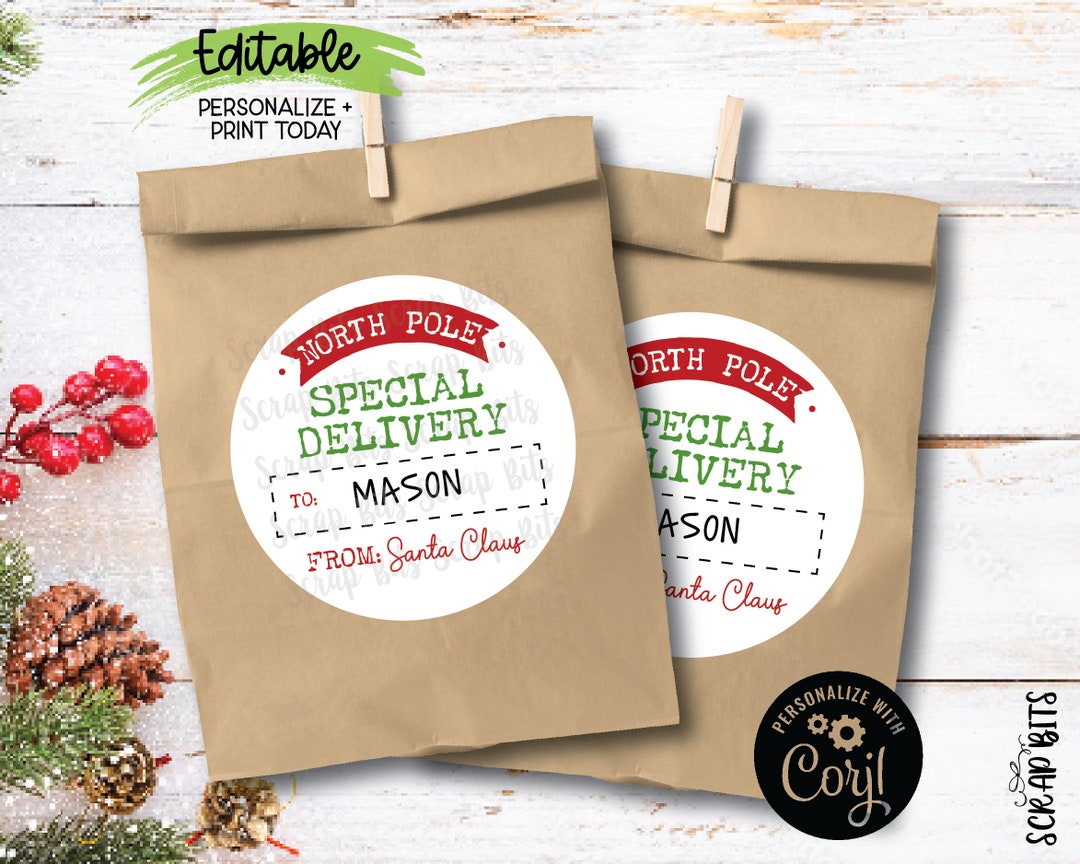EDITABLE Printable Christmas Labels, Special Delivery From Santa ...