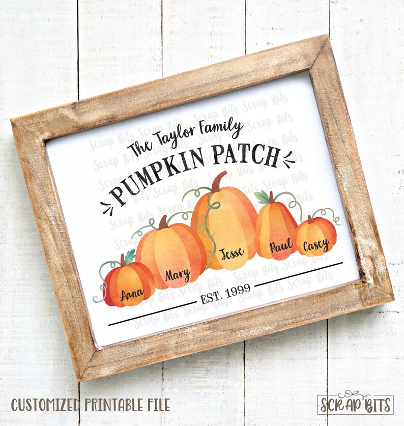 Pumpkin Family Print Printable Fall Decor . Custom Family | Etsy