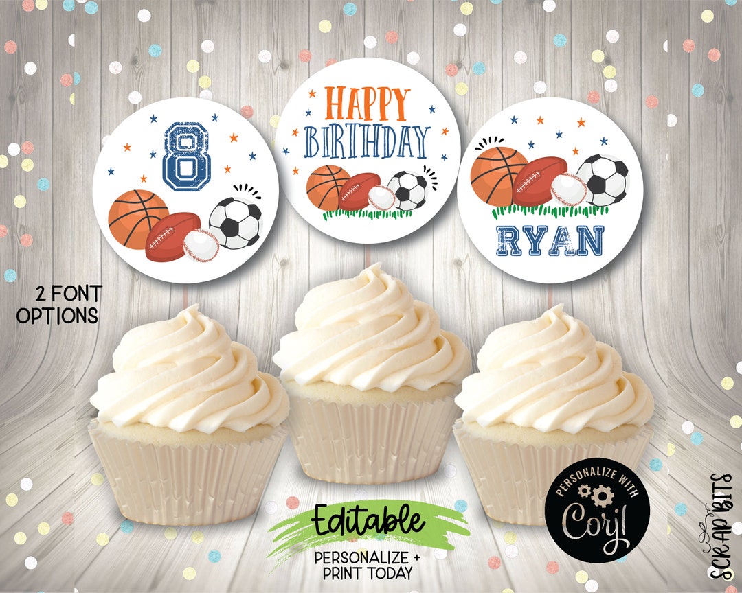 EDITABLE Sports Birthday Toppers, Printable Sports Toppers, Sports ...