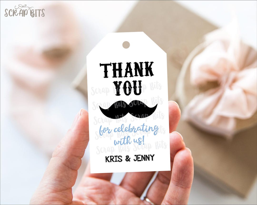 Mustache Thank You Tags for Party Favors or Treat Bags, Guest Gift ...