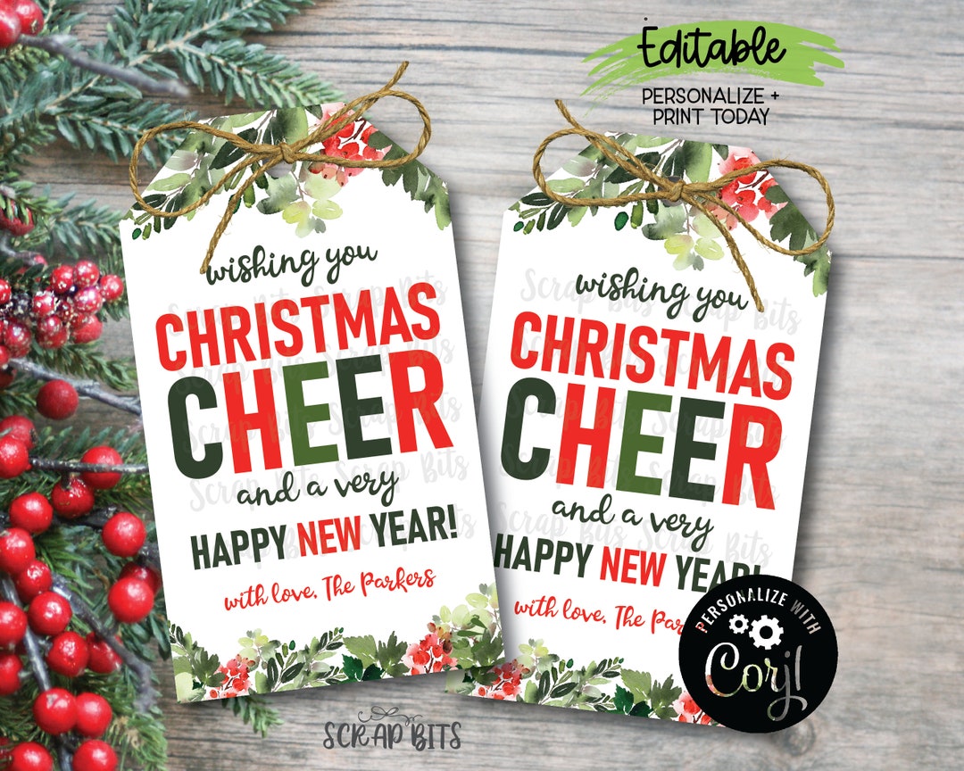 EDITABLE Christmas Gift Tags, Christmas Cheer and a Very Happy New Year ...