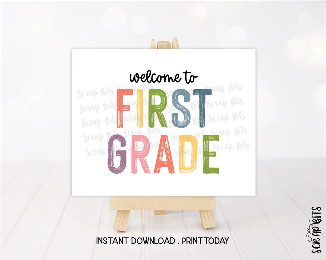Welcome to First Grade Sign, Pastel Rainbow Paintstroke, 1st Grade ...