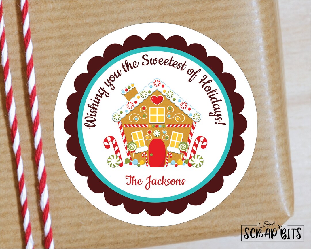 Christmas Stickers . Gingerbread House . Personalized Gift Labels or ...