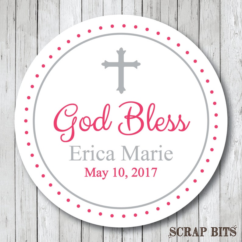 God Bless Small Cross Stickers . Baptism Stickers Christening - Etsy