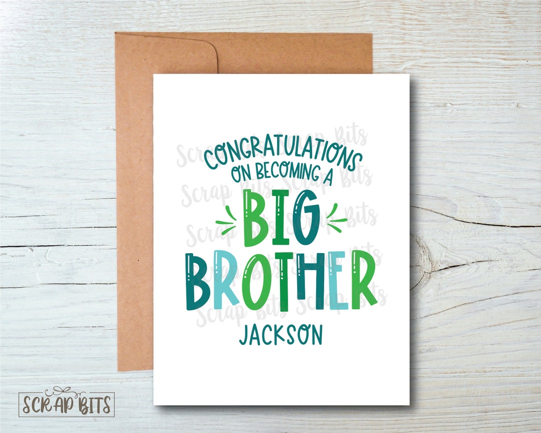 Big Brother Card, Big Brother Congratulations Card, Personalized Big ...