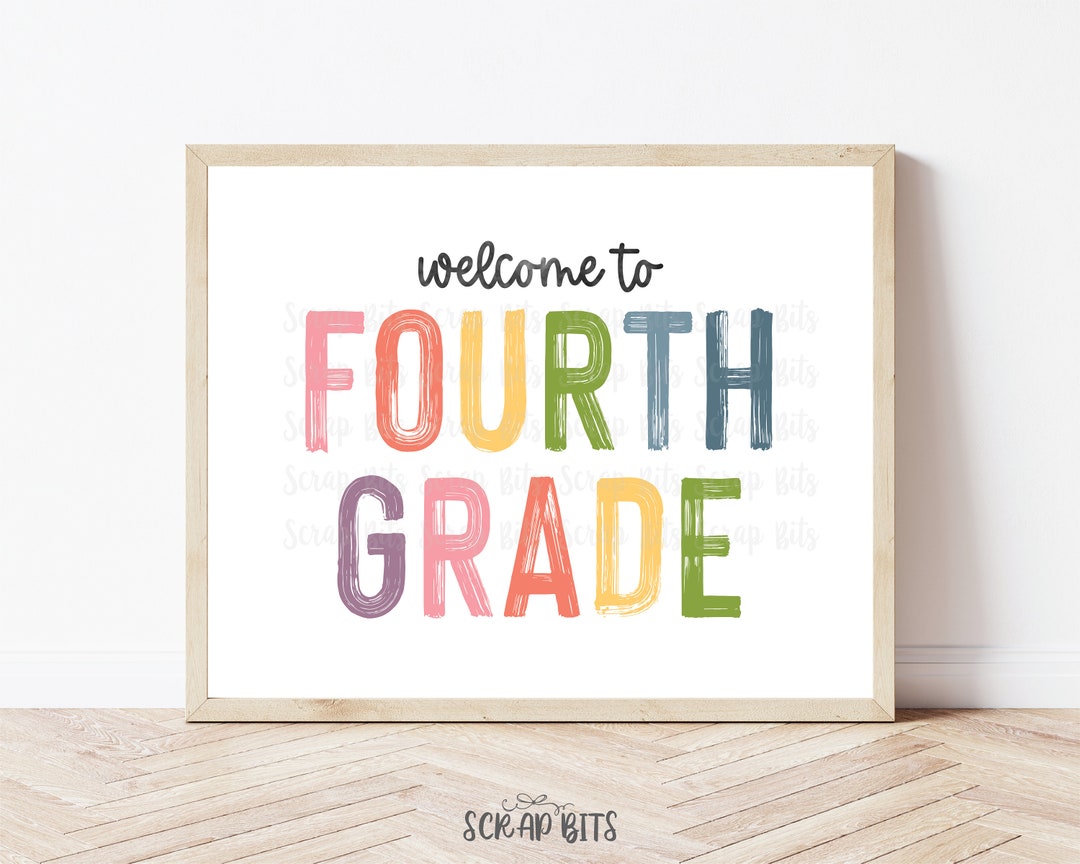 Welcome to Fourth Grade Sign, Pastel Rainbow Classroom Sign, 4th Grade ...